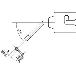 ■工具なしで簡単脱着が可能です。【用途】・SMDリワーク【仕様】・内径（mm）： 3×1.5・パーツ名： ノズル（シングルマガリ）・適合ステーション機器： FR-810、FR-810B、FR-811工具なしで簡単脱着が可能です。