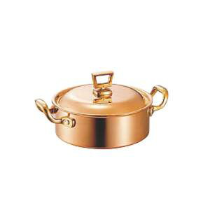 銅は熱伝導率が高く、熱がまんべんなく伝わるので鍋の底にあたる部分と表面に近い部分との間に対流がおき、他の鍋に比べて少ない火力でも調理でき、しかも焦げにくくなるのです規格/内径 (容量)18(1.7 )銅深さ70