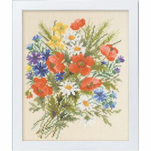 華やかでやさしい色合いの花束をクロス・ステッチで表現したキットです。・セット内容:25番刺繍糸、刺繍布(オリムパスNo.3000布ジャバクロス中目)、クロス針、説明書・用意するもの:はさみ、糸、テープ、アイロン、額W-46使用(別売)※額W...
