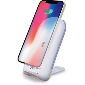 ワイヤレス充電器QIです。折りたたんでフラット充電ができます。スタンドにして縦置き横置き可能です。リモートワークにスタンド型QIは最適です。充電しながら画面を見ることができます。ケーブル長(m):1高さ(mm):137.3奥行(mm):17...