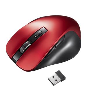 左右非対称で握りやすい形状のワイヤレスマウス。握りやすい形状で中型サイズのワイヤレスマウスです。マウスポインタを動かさず手元のサイドボタンで操作できる「戻る・進む」の2ボタンを搭載しており、Webブラウザで操作をスピーディに行えます。※Ap...