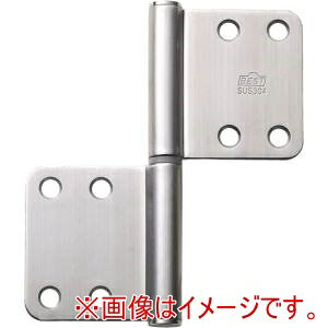 旗の形状が丸のタイプになります。軽量室内ドア用。全長(mm):103.8幅(mm):89厚さ(mm):2ねじ穴数:8穴径(mm):5.8耐荷重(kg)2個使用時:15以上30未満木ねじ入数:8ラウンドコーナー:R6羽根:ステンレス鋼SUS3...