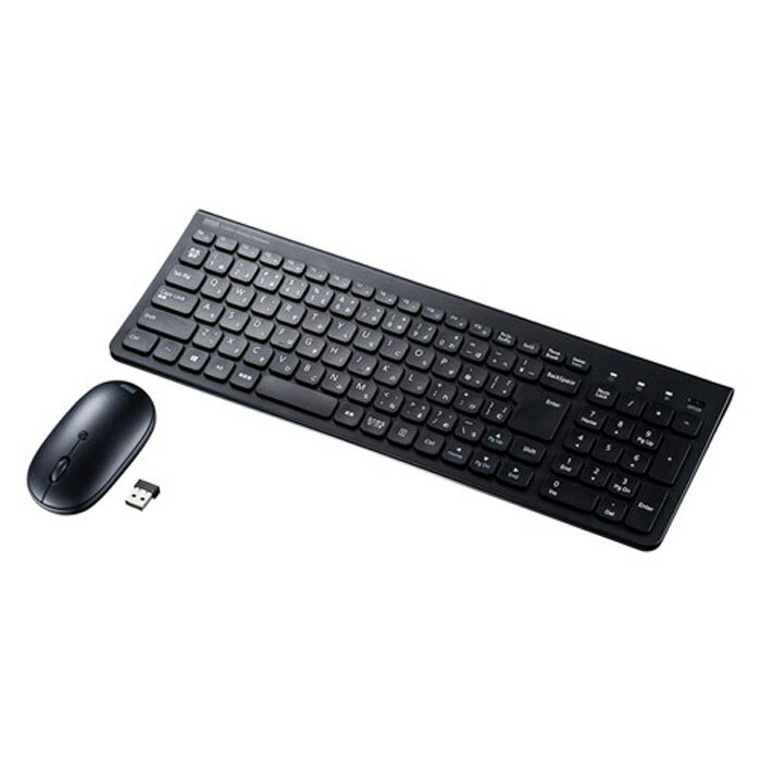 静音ブルーLEDマウスを付属した薄型ワイヤレスキーボード。■うす型ワイヤレスキーボードにブルーLED仕様の静音マウスをセットにしたモデルです。■電波の到達距離の長い、周波数「2.4GHz」ワイヤレス設計です。最大10m離れた場所からでも動作...