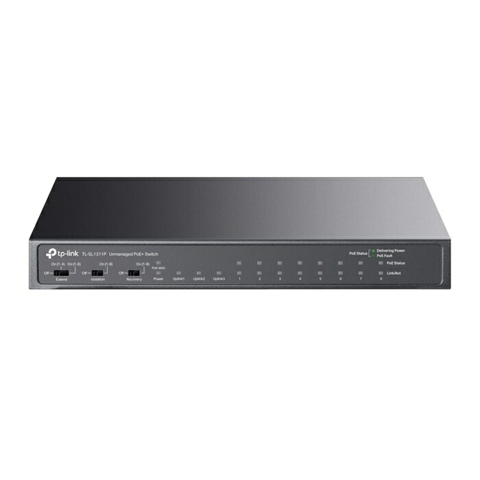 10/100Mbps 802.3af/at PoE+ポート×8、ギガビットRJ45ポート×2、ギガビットSFPポート×1搭載PoE+対応ポートを8つ搭載IEEE 802.3af/atに準拠したデバイスに給電可能各PoEポートは最大30Wに対...