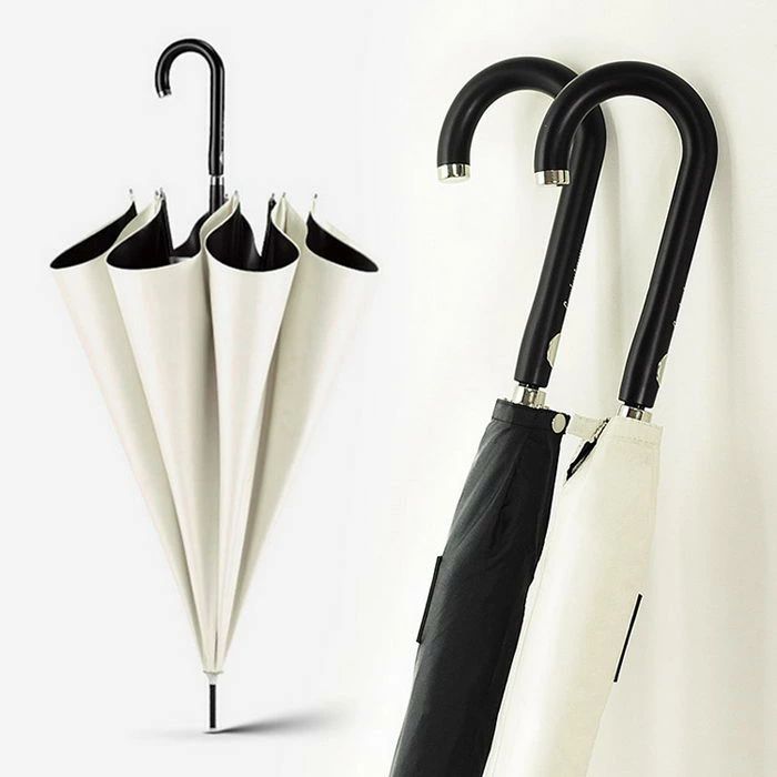 【商品コード】：y283629 【商品名】：長傘 日傘 雨傘 【生地】：ポリエステル 【カラー】：ブラック、オフホワイト、ブルー 【中棒】：ステンレス *骨の本数：8本 *収納時全長： 85cm *開く時直径：103cm *重さ：約300g...