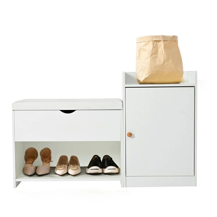 玄関ベンチ 玄関椅子 シューズラック 靴棚 玄関 靴収納ラック 下駄箱 シューズ 収納 スリム 玄関 靴置き 棚 収納棚 靴入れ シューズボックス 木製 収納家具 リビング収納 シンプル 省スペース おしゃれ White Plywood P...