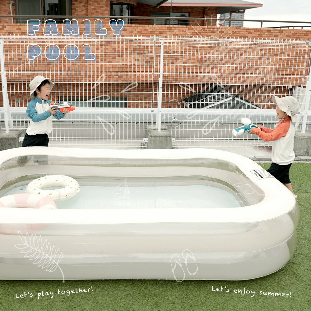 商品説明 思いっきり遊び尽くせる! ゆったりサイズ お家のお庭やガレージで お子さまと一緒にプールを カンタンに楽しめます♪ 耐久性・耐水性に優れた 安心のPVC素材 破れにくい素材だから 飛び跳ねてもOK! 水の流れを邪魔しない 柱の向き...