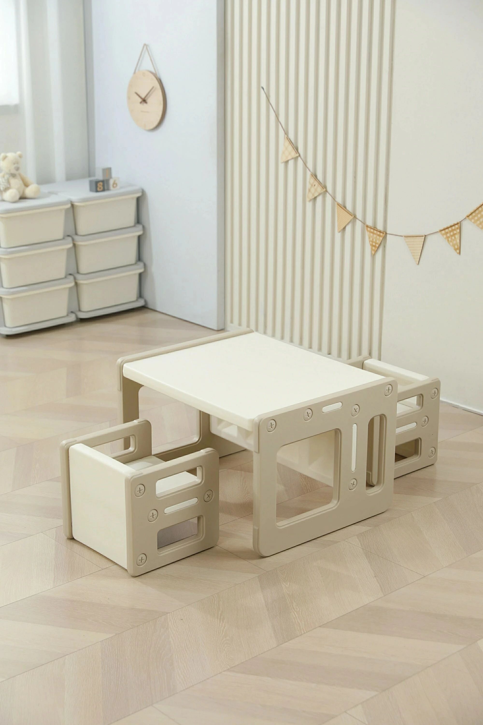 デスク&amp;チェア3点セット 学習デスク 机 幼児机 組立簡単 キッズテーブル 子供チェア キッズデスク 最高プレゼント 学習デスク 5way チェアセット 子供用チェア キッズチェア ローチェア 子供椅子 テーブル 学習机 北欧 チェ...