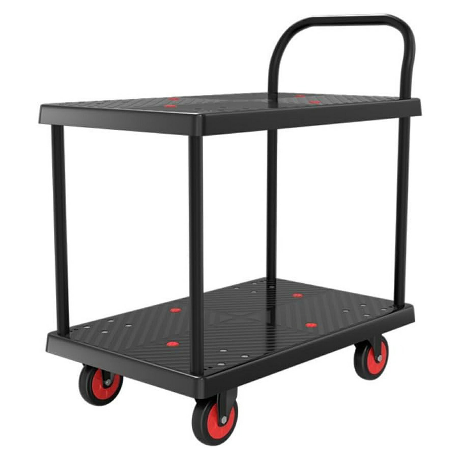 【2段式大容量設計，仕分け積載で効率化】 2段式構造を採用し、十分で仕切られた収納スペースを提供します。重い物と軽い物、工具と材料など、種類の異なる物品を分けて積み重ねることができ、一度により多くの荷物を運搬可能。倉庫への補充、イベント資材...