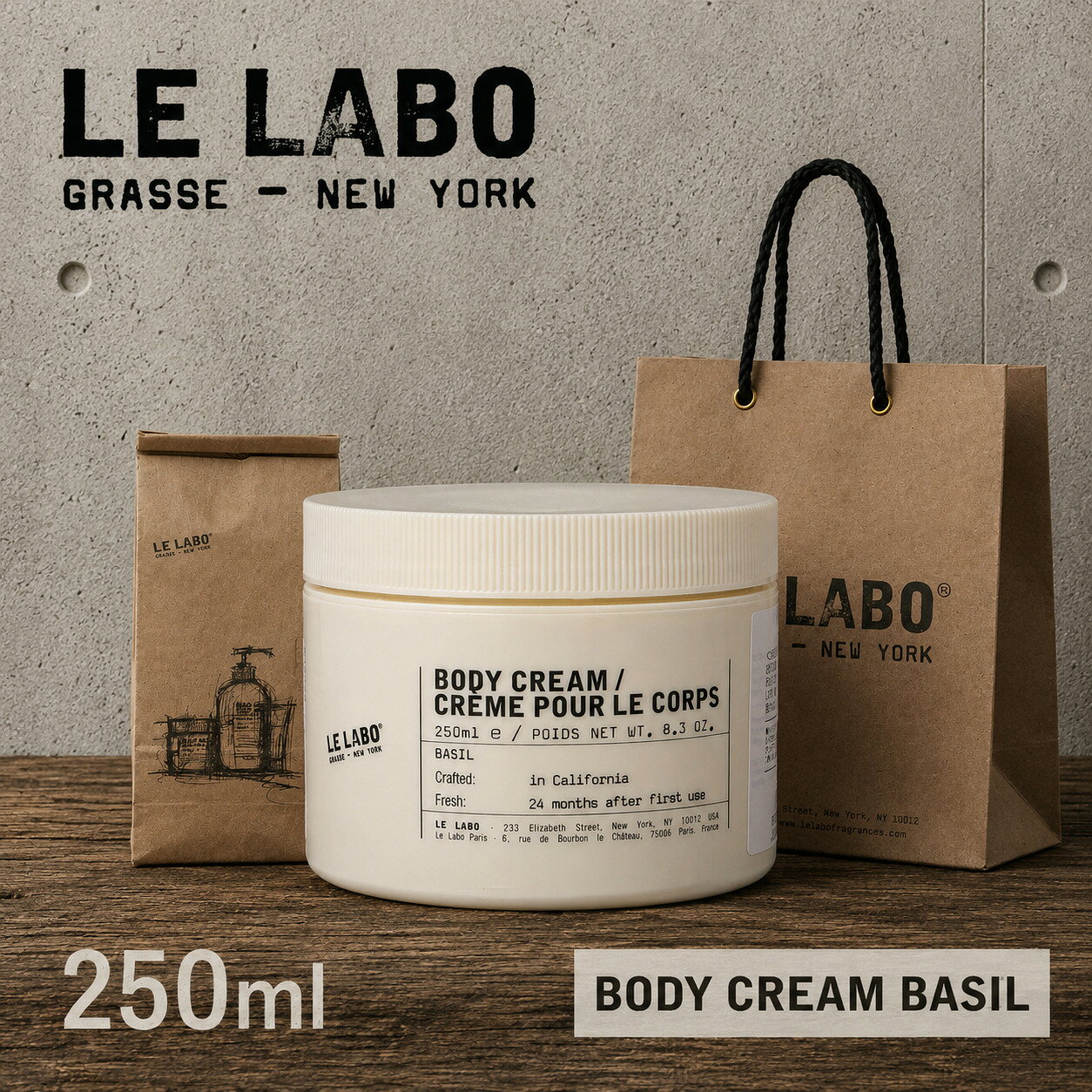 ルラボ バジル ボディクリーム LE LABO BASIL バターのように濃厚な感触のボディクリームです。 乾燥しがちな肌にもしっとりみずみずしい潤いをもたらします。 香りはさわやかなバジル。シトラスとグリーン なアロマ が引き立つバーベナ...