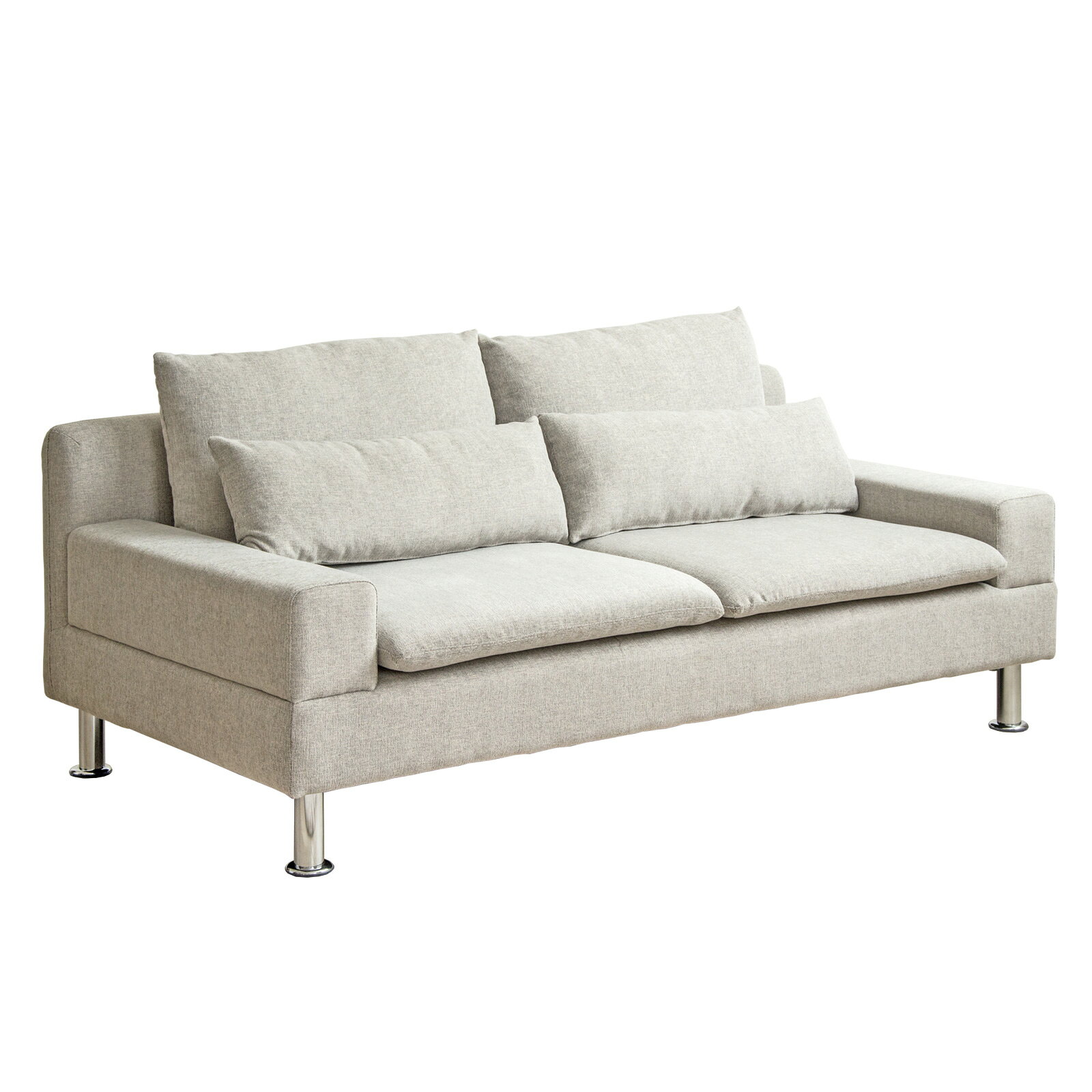 商品情報 サイズ 本体：幅185×奥行98×高さ82cm 座面：幅148×奥行47×高さ42cm 肘部：高さ50cm 脚部：高さ15cm 素材 張地：ポリエステル 中材：天然木、ウレタン、ポリエステル綿、ウェービングテープ、Sバネ クッショ...