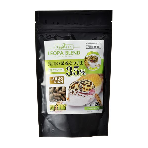 ■サイズ・色違い・関連商品■60g■120g[当ページ]■商品内容【ご注意事項】この商品は下記内容×4セットでお届けします。・レオパブレンドフード 120g【商品特徴】昆虫の栄養そのまま！昆虫食爬虫類専用フードです。レオパの食性を考え、昆虫...