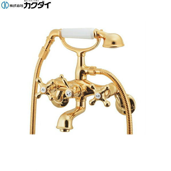 カクダイ[KAKUDAI]2ハンドルシャワー混合栓 133-507-G ゴールド 上部：0171R(湯水共通) クランク：0102/501KAKUDAI 133 507 G