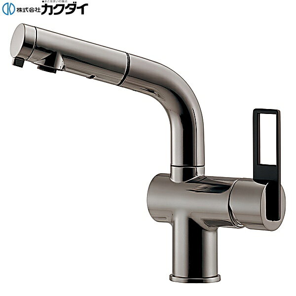 カクダイ [KAKUDAI] 184-425A-DS シングルレバー引出し混合栓 ●取付穴径35~38ミリ・厚5~35ミリ ●水受容器(4345)をご使用ください。 ●水流切替:シャワー・泡沫 ●カートリッジ:101-999 ●ハンドスプレ...