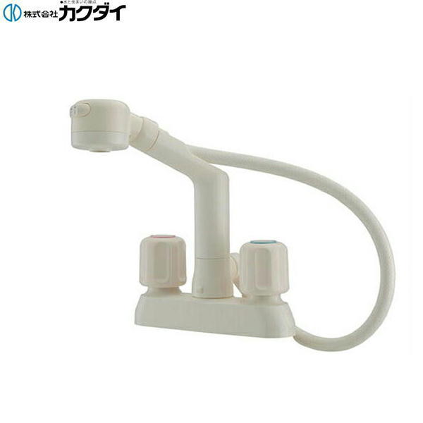 カクダイ[KAKUDAI]2ハンドル混合栓(シャワーつき) 151-215K 寒冷地仕様 逆止なし 取付穴径：23〜24mm・厚5〜35mmKAKUDAI 151 215K