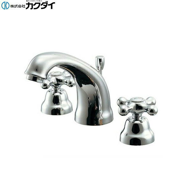 カクダイ[KAKUDAI]2ハンドル混合栓 153-029 取付穴径スパウト：35〜36mm 取付穴径ハンドル：30〜35mm 取付厚：5〜35mm 上部：104-010(湯水共通) 引棒付き(Φ5,5mm)KAKUDAI 153 029