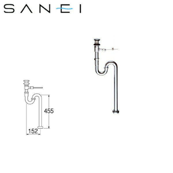 三栄水栓［SANEI］ ポップアップSトラップ本体H700F-X-32 オーバーフロー用 排水栓外径：54 アジャスト付 ポップアップ引棒なし。引棒は混合栓に付属のものをお使いください。 品番の最後はパイプ径SANEI H700F X 32
