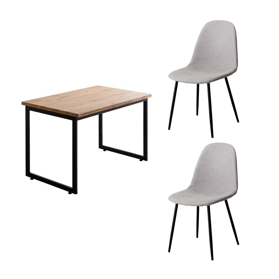 ナチュラルヴィンテージ感漂うダイニングセット。重厚感ある木目調のテーブルに、上質さのあるファブリックチェアを組み合わせました。コンパクトサイズで一人暮らしの方のお部屋にも置きやすいです。またコンパクトながらも、ゆったり使える天板サイズで使い...