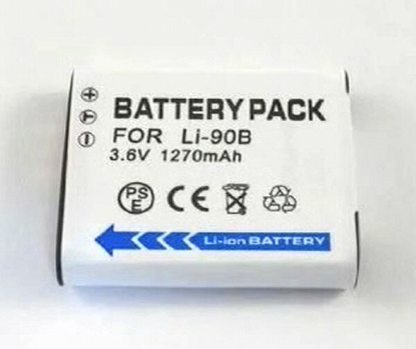 オリンパス　Li-90B 対応 互換バッテリー バッテリー 電圧・容量：3.6V(3.7V共用）×1270mAh PSマークの種類： PSE 届出事業者名： 合同会社アライドトレ－ド 【充　電】：互換充電器、純正充電器で共に充電できます（純...
