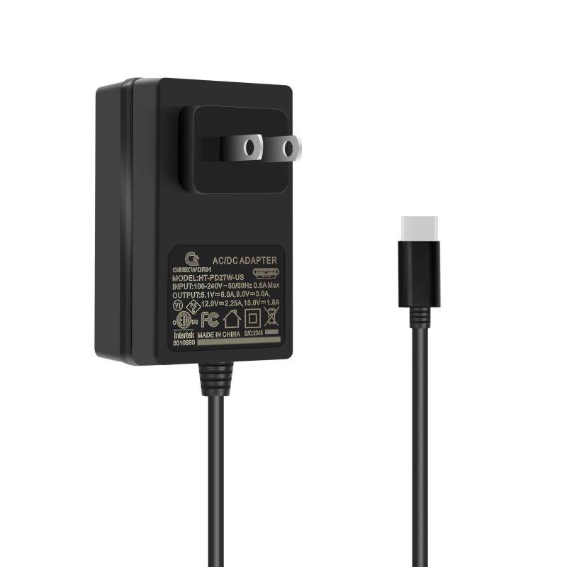 Geekworm USB-C 電源アダプター PD 27W Type C、Raspberry Pi 5 / Pi 4に適用PD27W USB C （Cタイプ）電源アダプター：Raspberry Pi 5 8GB / 4GBとUSB Cポート...