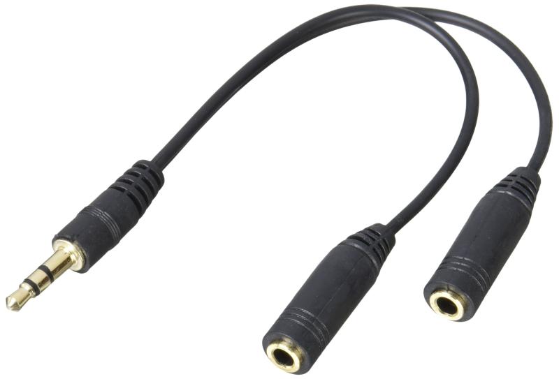 SSA Service エスエスエーサービス [ 3.5mmステレオミニ・2分配ケーブル ] オス - メス(×2) [10cm] ST35-12S01Bイヤホン/スピーカーの2分配出力が可能なケーブル対応 : 音声(ステレオ)端子1 : ...