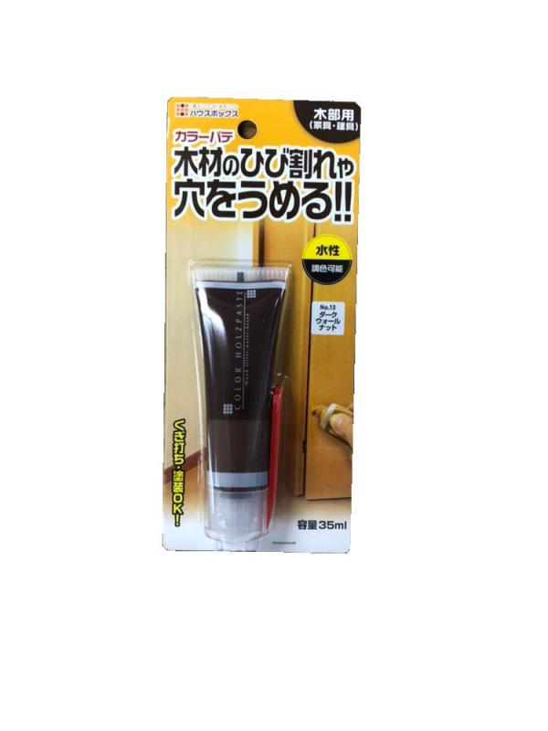 ハウスボックス NEWカラーパテ ダークウォールナット NO.13 35ml成分:アクリル樹脂、炭酸カルシウム、水、顔料プラスチックヘラ付き色つき水性タイプの木部用パテカラーパテ同士での混色可能製造国:日本
