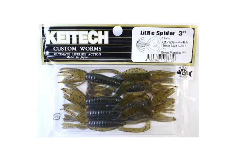 KEITECH(ケイテック) ルアー リトルスパイダー3インチ 3SPD-101 グリーンパンプキンペッパソフトで絶妙な張り、そして高い浮力。特殊なゴム系コンパウンドで作られた他に類を見ない精密スカーテッドグラブです。ジグヘッドやダウンショ...