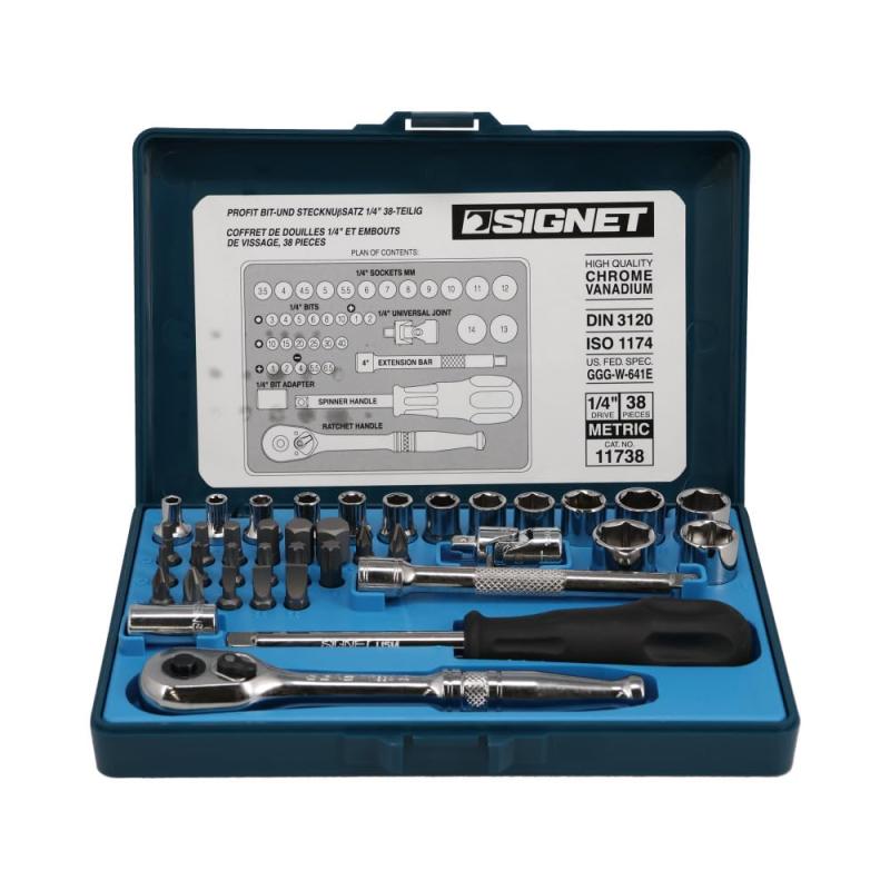 SIGNET(シグネット) 1/4ドライブ 38PC MM ソケットレンチセット 11738サイズにより画像は異なる場合がございます。