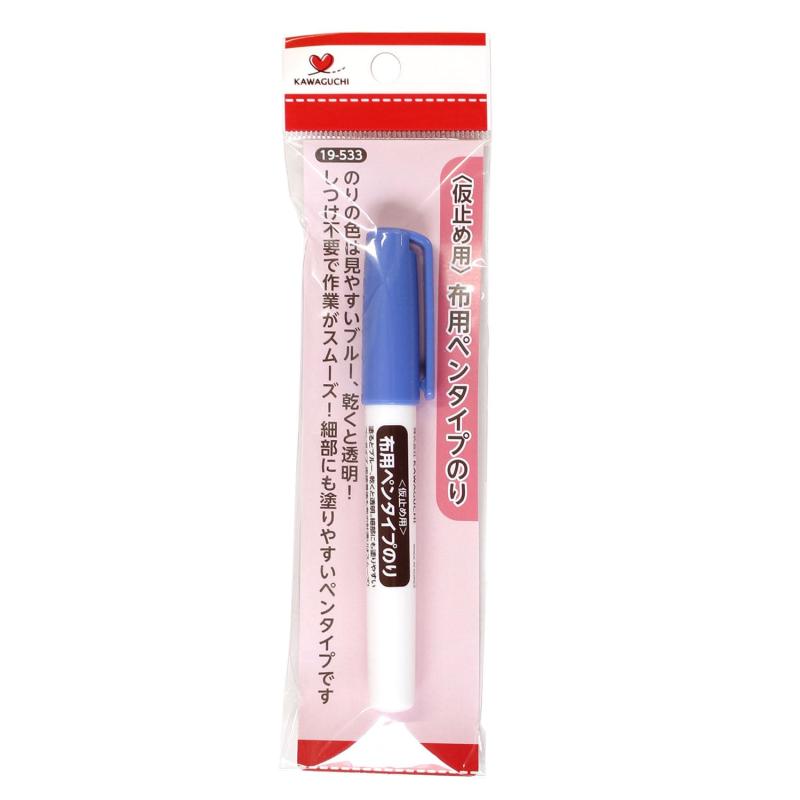 KAWAGUCHI 仮止め用 布用ペンタイプ のり 透明 19-533容量：本体・詰替用各1本サイズ：約2.2g×2本(本体と詰替え用)素材：ポリビニールピロリトン(水溶性合成のり)・ポリプロピレン注意事項：仮接着用以外には使用しないでください。