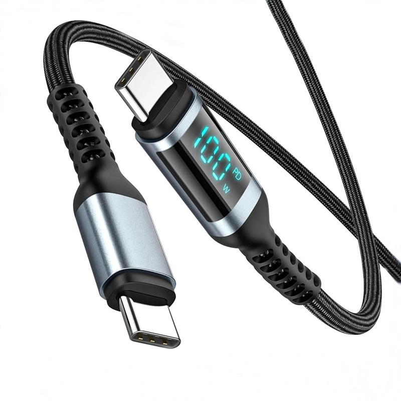 SZSL USB Type Cケーブル 100W/5A PD対応 Type-C to Type-C 急速充電 LEDデジタル表示ナイロン編み型c充電ケーブル MacBook Air/Pro13, Samsungなどtype-c機種対応(1....