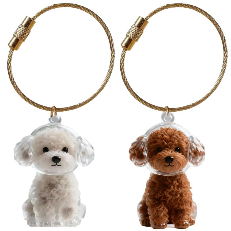 DanYun 犬の毛 キーホルダー 2個セット 抜け毛収納キーホルダー ペット 遺毛 透明 ケース 犬 毛を入れる メモリアルグッズ【愛犬の毛を入れる記念キーホルダー】透明犬型キーホルダー。ペットの毛を専用収納するデザインで、愛犬との絆をそ...