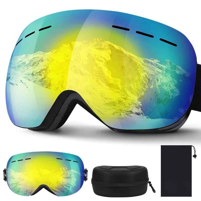[MIXIU] スキーゴーグル スノーゴーグル 紫外線100%カット UV400カット 球面レンズ 防曇 メガネ着用可 広い視野 全天候対応 スノーボードゴーグル 冬山登山/スノボ/サバゲー/バイク/スキー運動
