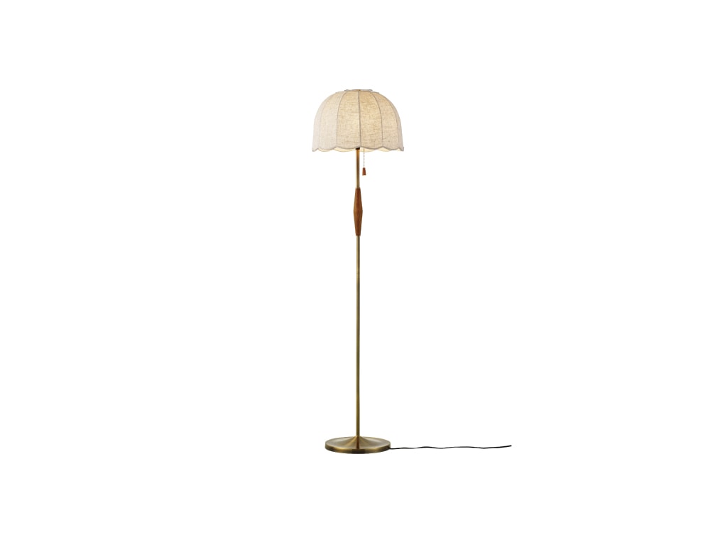 メーカー： 株式会社インターフォルム シリーズ名：Lisette リゼット サイズ φ38.5×H152.5cm コード: 210cm 重量 5.0-5.1kg 素材 布、スチール、木 点灯 プルスイッチ(点灯→消灯) 電球 別売（E26口...