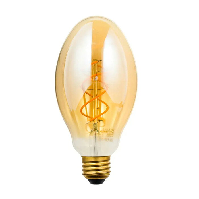メーカー： スワン電器 / SWAN シリーズ名：LED SWAN BULB　OVAL シリーズ サイズ：φ70×H150mm カラー：クリア 重量：0.06kg 素材：ガラス・スチール 機能：調光対応 口金：E26 消費電力（最大）：4W...
