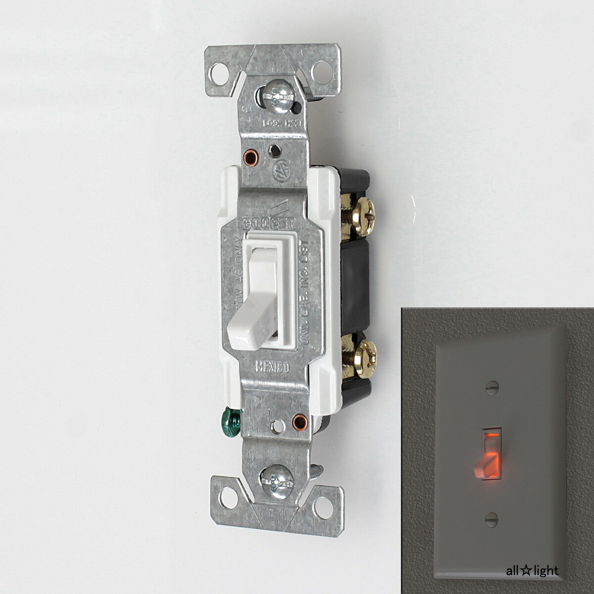 メーカー：COOPER Wiring Devices / クーパー ワイリング デバイス　　 シリーズ名： アメリカンスイッチ（トグルスイッチ）　　　 定格：15A/120V 色：ホワイト ※この商品は電気工事士による取付工事が必要です。　...