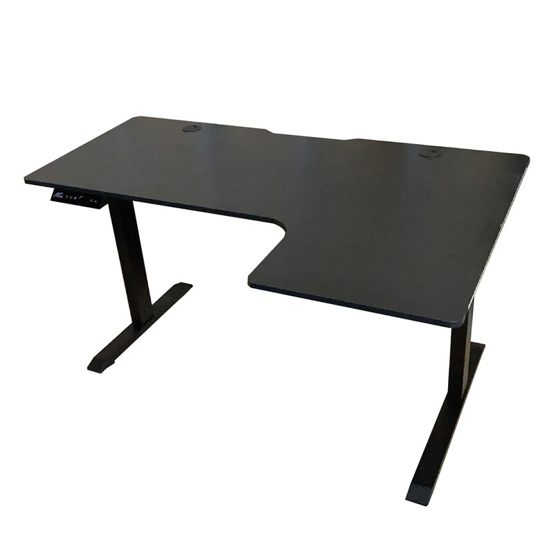 本体サイズmm:幅1400x奥行600(L字部900)x高さ720〜1200mm 素材：スチール/木製カーボン調天板 メーカー型番:ALGGMDELEDL140
