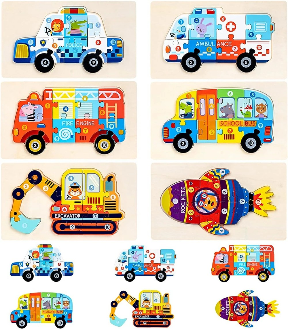 商品説明 【木製パズル車セット】木製ジグソーパズル セットには6種類乗り物のテーマ型はめパズルがある。掘削機、消防車、救急車、スクールバス、警察車両、ロケット。全てのモチーフは子供さんが大好きなたまらないパズルです。クリスマスや誕生日プレゼ...