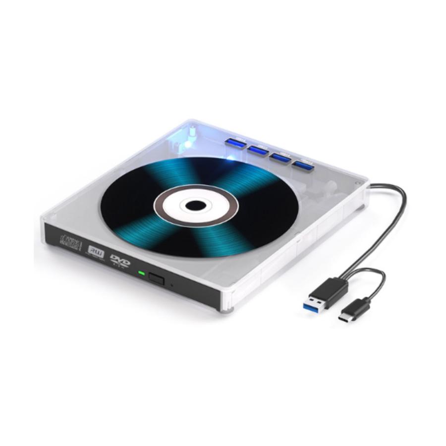 商品情報商品情報これ1台で、まとめて3役こなせるDVDドライブが登場！スケルトンボディで、搭載したディスクが確認でき、RやRWの読み書きが出来る、DVDドライブです。上面にUSBハブ（USB3.0対応）が4ポート付き、メモリなど他のUSB-...