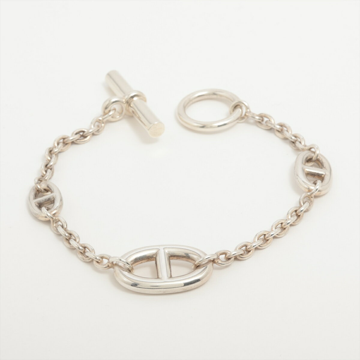 商品番号 A4131002 カテゴリ ブレスレット ブランド エルメス 商品ランク AB サイズ 表記サイズ：LG ブレス長さ：約17.5 付属品 なし カラー シルバー 素材 925 モデル シェーヌダンクル ファランドール 備考 シルバ...