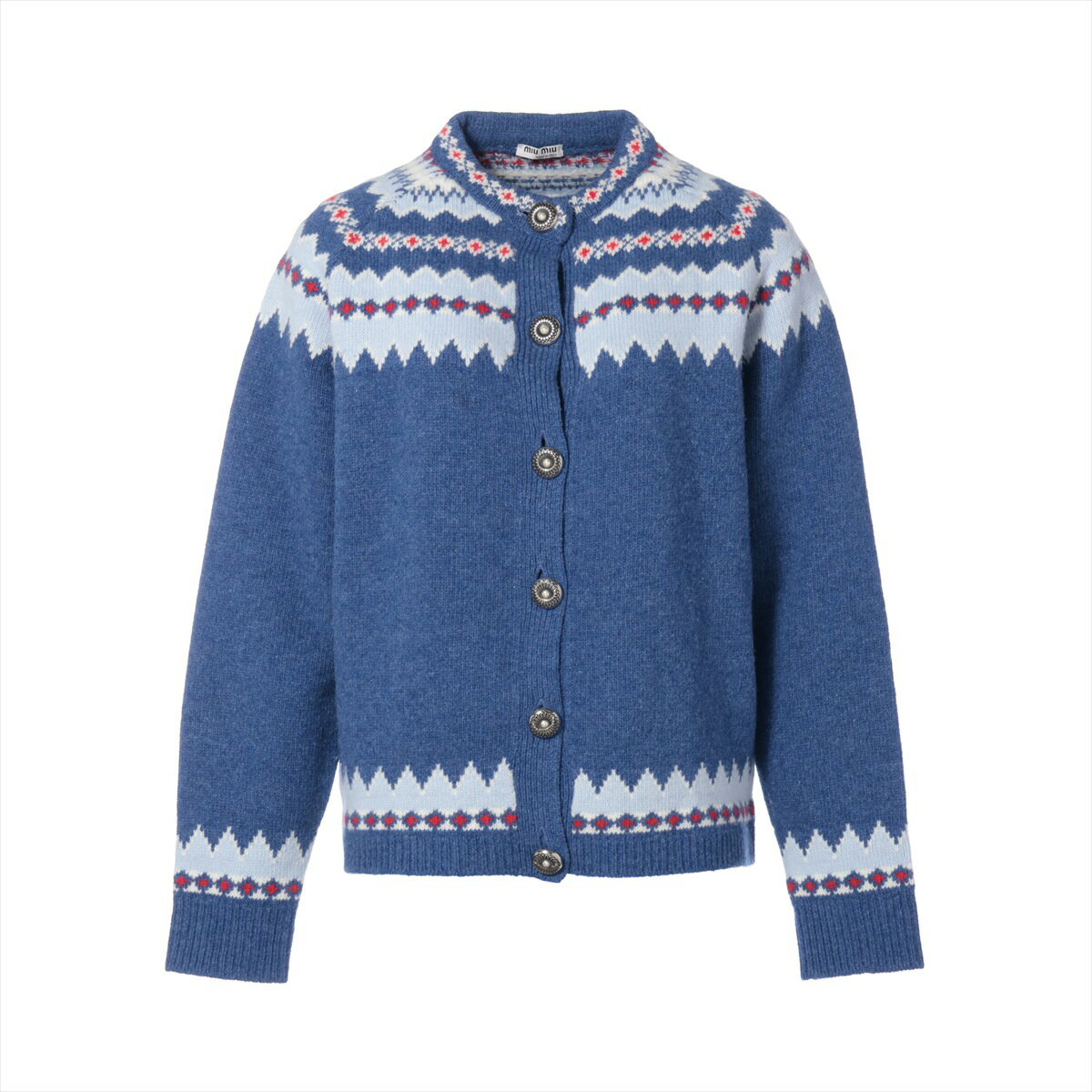 商品番号 A4134502 カテゴリ トップス ブランド ミュウミュウ 商品ランク A サイズ 表記サイズ：40 総丈：約61.0 肩幅：約54.0 身幅：約55.0 袖丈：約50.5 付属品 なし カラー ブルー 素材 ウール 備考 使用...