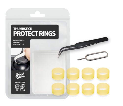 シリコン製 アナログ スティック カバー 保護リング 8個入り （素材：シリコン/色：クリアイエロー）PROTECT RINGS for PS5 PS4 Switch Xbox 他 ゲーム コントローラー ジョイスティック - The Go...