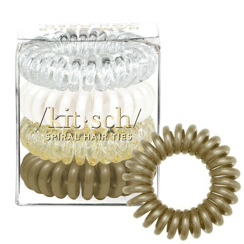 Kitsch スパイラルヘアゴム、コイルヘアネクタイ、電話コード型ヘアゴム、ヘアコイル - 4 ピース、ブロンド お客様の髪の毛に最適なヘアゴム:ブロンド 4 個入りパックは、どのような髪の色にも似合うポニーテールホルダーセットです!Kit...