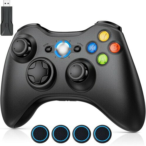 互換 コントローラー Xbox360 コントローラー PC ゲームパッド USB接続 遅延なし 二重振動 人体工学 高耐久性 ジョイスティックをアップグレード X-box 360/X-box 360 Slim/PC/Windows7/8/1...