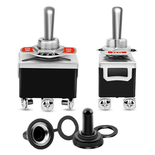 Ren He 2個セット 6ピン/3ポジション 高耐久 ロッカートグルスイッチ 0~110V / 15A 250VAC / 20A 125VAC トグルスイッチ DPDTラッチオン/オフ/オンスイッチ フリックスイッチ 耐候性カバー 防水キ...