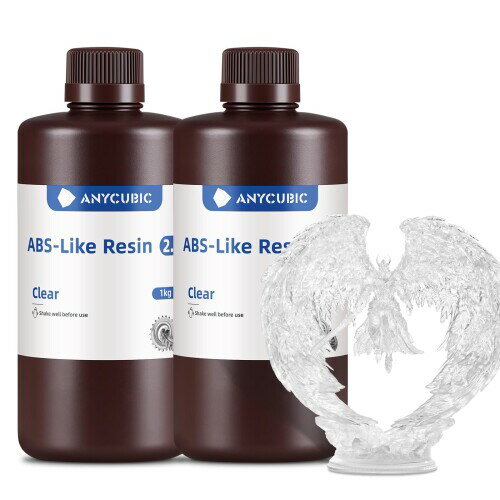 ANYCUBIC ABSライクレジン 2.0、 高強度 低臭 高精細 高耐久 3DプリンターレジンABS-Like 3Dプリンター 光造形 Photonシリーズ対応 （2KG、クリア） 【第2世代ABSライクレジン|強度・靭性・耐久性が進化...