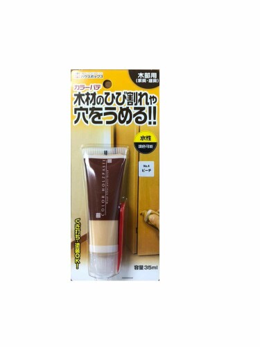 ハウスボックス NEWカラーパテ ピーチ NO.4 35ml 成分:アクリル樹脂、炭酸カルシウム、水、顔料 プラスチックヘラ付き 色つき水性タイプの木部用パテ カラーパテ同士での混色可能 製造国:日本 【商品説明】 木製品のひび割れやキズ補...
