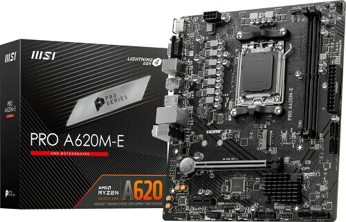 MSI マザーボードPRO A620M-E Ryzen 7000 シリーズ(AM5)対応A620チップセット 4K60Hz DDR5 OC対応Micro-ATX MB6161 AMD Ryzen 7000シリーズデスクトッププロセッサーに対...