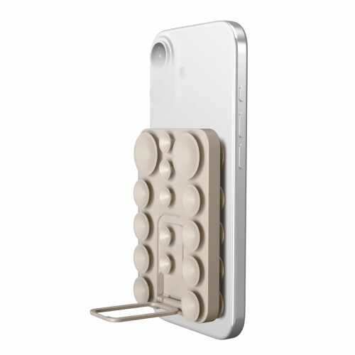 エレコム スマートフォン用 吸盤シリコンパッド 両面吸盤タイプ スタンド機能付き 持ち運びやすいコンパクトサイズ タコピタ ベージュ P-TKPTSUCS01BG 壁や鏡、窓ガラスなどの平らな面にシリコン吸盤で簡単に吸着可能。スマートフォン...