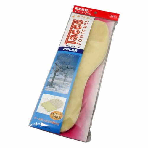 タコ ポラール 男女兼用 21.0-27.5cm 内容量:1足 サイズ:フリー(21.0-27.5cm) 良質の羊毛をふんだんに使用。靴底からの冷気を遮断して足元ぽかぽか。男女兼用、フリーサイズ。 ウールを100%使用した防寒インソールです...