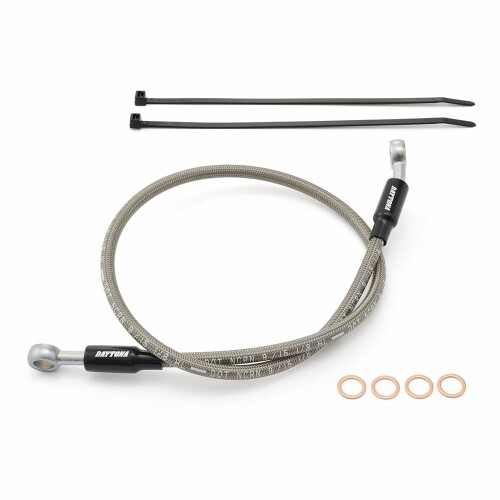 デイトナ(Daytona) ショートブレーキホース(-80mm)SR40093607 SR400('01〜'15) せっかくセパハン仕様にしても、純正ケーブルでは長すぎて雰囲気が台無し。SRにジャストサイズのショートケーブル類でクールに決め...
